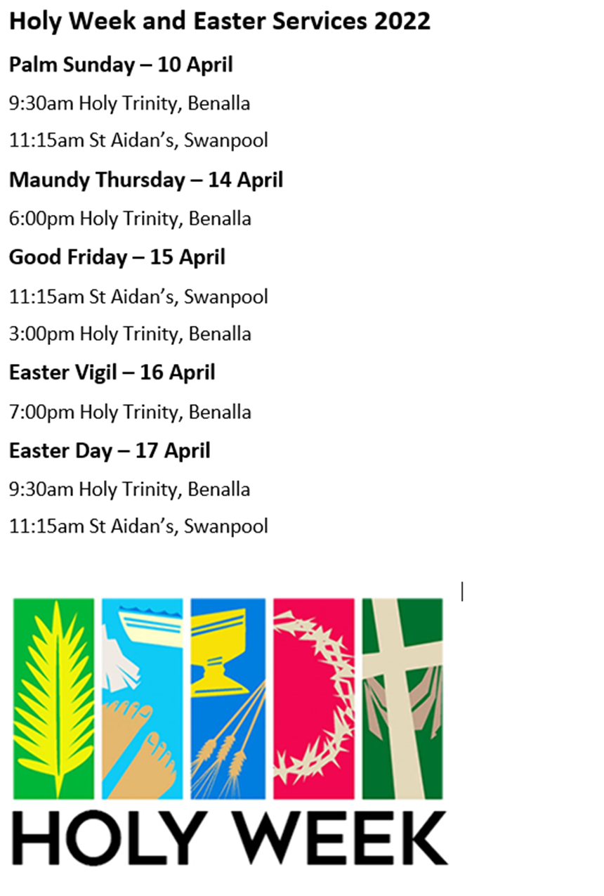 Holy Week & Easter Service times – The Anglican Parish of Benalla
